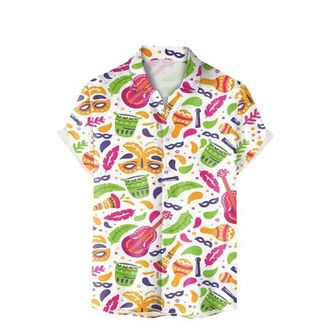 Generic Chemise hippie pour homme - Costume de carnaval - Imprim&eacute; &eacute;tincelant - Discoth&egrave;que - Costume r&eacute;tro traditionnel pour homme, 081 Rose, 3XL