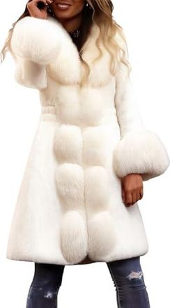Generic Manteau en fourrure pour femme - Manteau dhiver long et &eacute;l&eacute;gant avec peluche - Hiver chaud - Veste en fourrure synth&eacute;tique &eacute;paisse - Coupe-vent - Vest