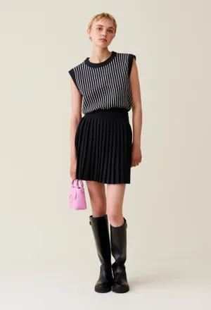 Claudie Pierlot Jupe courte maille gris chiné