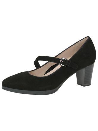 Caprice Damen Pumps aus Leder mit Riemchen, Schwarz (Black Suede), 40.5 EU