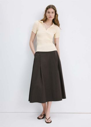 Mango Strickpullover mit Poloshirt-Kragen ecru - Damen - XXS - MANGO