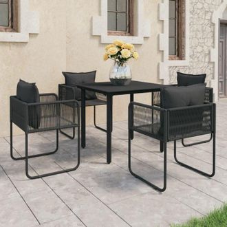 vidaXL 5-tlg. Garten-Essgruppe pvc Rattan Schwarz Vidaxl