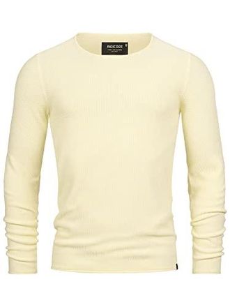 Indicode Hommes Loakim Knit Sweater | Pull tricot&eacute; Classique, chin&eacute; Pale Banana XXL