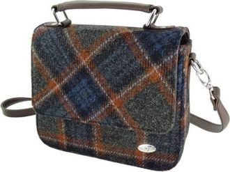 Glen Appin Harris Tweed Thurso Sac &agrave; main bandouli&egrave;re avec poign&eacute;e sup&eacute;rieure LB1214, Col 127 Gris rouille Check, M