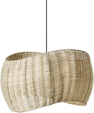 Beliani Hängelampe mit natürlichem Rattenschirm und Eisenrahmen Hängelampe im Boho-Stil unregelmäßige Form