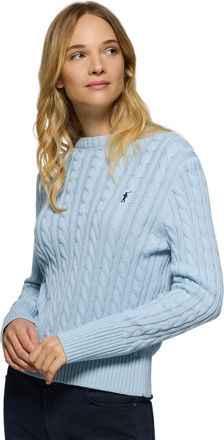 Polo Club Zopfpullover hellblau mit gesticktem Rigby Go-Logo - Damen - 100% Baumwolle