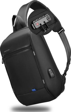 Kingsons Laptop-Rucksack, schmal, diebstahlsicher, einzelne Schulter, 33 cm (13 Zoll) Laptop-Rucksack, wasserdicht, Umh&auml;ngetasche, Schwarz, Diebstahlschutztasc