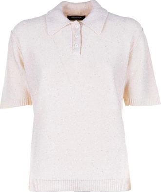 Fabiana Filippi Femme, Tops, Beige, Taille: 40 FR Polo en maille orn&eacute; de sequins