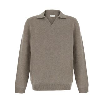 Soft Goat Heavy Cashmere Polo Collar - - Knitwear - Damen - Beige - L