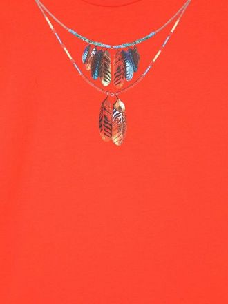 Marcelo Burlon Feather-Fringe Cotton Dress - Red