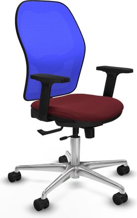 Piqueras y Crespo B&uuml;rostuhl mit 2D-Armen, h&ouml;henverstellbare Lendenwirbelst&uuml;tze, ausgestattet mit Syncro/Traslack und Schaumstoff, Blau/Granatrot