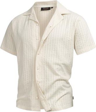 Indicode Hommes INCrepe Shirt | Chemise &agrave; Manches Courtes 100% Coton Vanilla Ice S