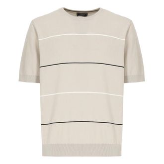 PESERICO Beiges Poloshirt mit Streifenmuster - - Tops - Herren - Beige - M