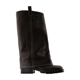 Acne Studios Mens Lug-Sole Buckle Boots Brown Calfskin