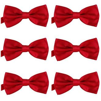 DonDon Lot de 6 Noeud papillon pour homme 12 x 6 cm avec crochet déjà lié et réglable Cerise