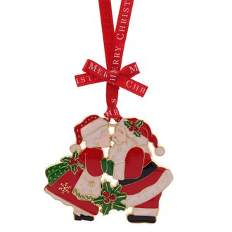 Widdop and Co Widdop Christbaumschmuck zum Sammeln - Mr & Mrs Claus Festliches Hänge-Ornament mit Stechpalme & roter Geschenkbox