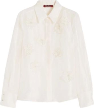 Max Mara Femme, Blouses et Chemises, Blanc, Taille: 40 FR Chemise en organza de soie