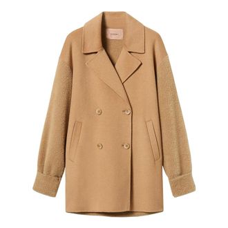 Twinset Caban en laine double face - Femme - Manteaux - Beige - Taille: 36 FR
