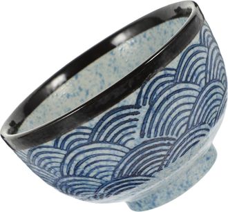 DOITOOL Keramiksch&uuml;ssel mit Seikaiha Wellenmuster, kleine japanische K&uuml;chensch&uuml;ssel, vielseitig verwendbar, sp&uuml;lmaschinenfest, geeignet f&uuml;r Reis, Suppe und Sa