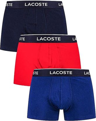 Lacoste Homme, Sous-v&ecirc;tements, Multicolore, Taille: L Boxers stretch marine rouge pour hommes