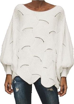 Generic Pull pour femme &agrave; col rond - Design sp&eacute;cial - Couleur unie - Pull tricot&eacute; tendance et confortable &agrave; manches longues - Coupe ample - L&eacute;ger - Tendance -