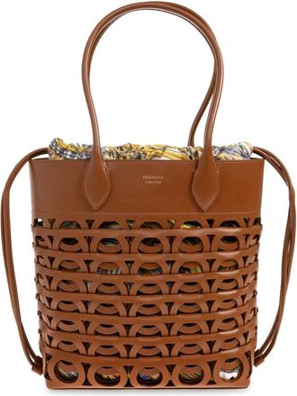 Ferragamo Femme, Sacs, Brun, Taille: ONE Size Ganci Medium Shopper Bag
