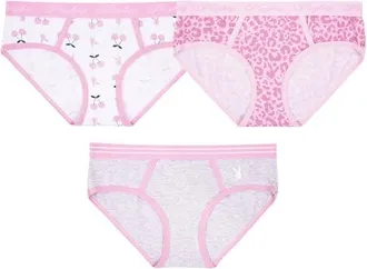 Playboy Womens Amazon Exclusive Juniors Ladies Bunny Underwear and Bra Sets in Sizes XXS-XL, 3-Pack Printed Boyfriend Brief, Small