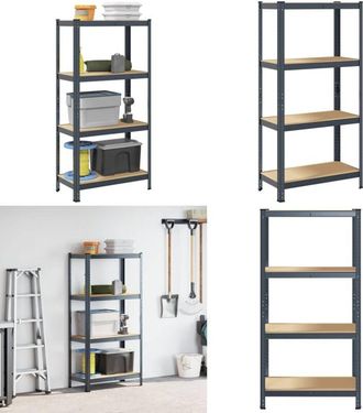 vidaXL Lagerregal mit 4 Böden Anthrazit Stahl & Holzwerkstoff - Vidaxl