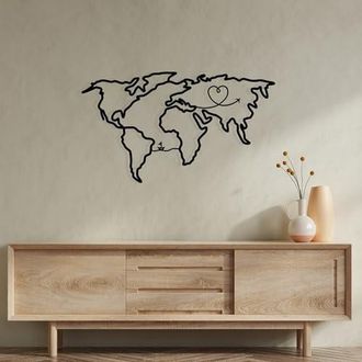 Hanah Home Stylish Black Decorative Metal Wall Accessory, 65 x 38 cm | 100% Metal, 1.2 mm Thickness | Perfect for Modern Home Decor & Unique Wall Art