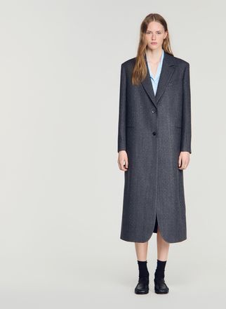 Sandro Manteau long en laine &agrave; strass