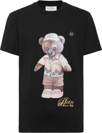 Philipp Plein Homme, Tops, Noir, Taille: L T-Shirt Col Rond MC Teddy