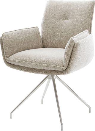 DELIFE Polsterstuhl NELA-Flex Kreuzgestell konisch Edelstahl Webstoff Soft Beige