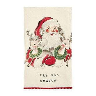 Mud Pie Hand Weihnachten Handtuch, Weihnachtsmann und Rentier, 16 1/2 x 26