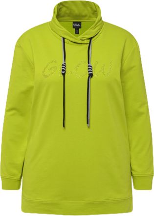 Ulla Popken Damen gro&szlig;e Gr&ouml;&szlig;en &Uuml;bergr&ouml;&szlig;en Plus Size Sweatshirt, Schriftmotiv, Stehkragen, Langarm apfelgr&uuml;n 46+ 830295416-46+