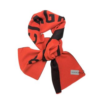Balenciaga Orange Bi-Colour Logo Intarsia Scarf