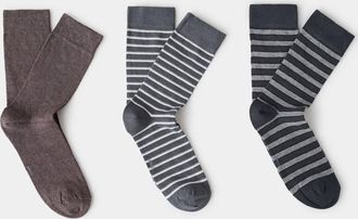 Mango Pack 3 paires de chaussettes combin&eacute;es marron - Homme - 40-42 - MANGO MAN