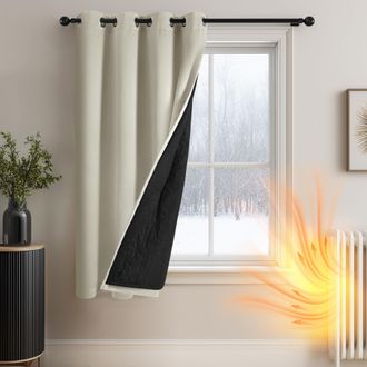 Deconovo Thermovorhang K&auml;lteschutz, Gardinen mit &Ouml;sen gegen K&auml;lte, W&auml;rmeisolierend Vorhang Verdunkelung Wohnzimmer, 160x132cm(H&ouml;hexBreite), Creme, 1 St&uuml;ck