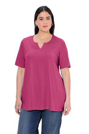 Ulla Popken Damen gro&szlig;e Gr&ouml;&szlig;en &Uuml;bergr&ouml;&szlig;en Plus Size T-Shirt, A-Linie, Tunika-Ausschnitt, Halbarm Sommerbeere 62+ 807259812-62+