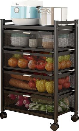 Generic Schlanker Trolley mit Schublade - 3/4/5-lagig rollender Aufbewahrungskorb für Zuhause, Küche, Bad, Büro und Schlafzimmer - vielseitige platzsparende L