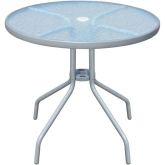 vidaXL Prolenta Premium Gartentisch 80 x 71 cm Stahl Rund Grau