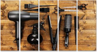 Islandburner Bild auf Leinwand Friseur Werkzeuge Auf Holztisch Barbershop Bilder Wandbilder Poster