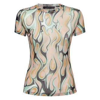 Philipp Plein Femme, Tops, Multicolore, Taille: 36 FR Tulle T-Shirt Pure SS Flame