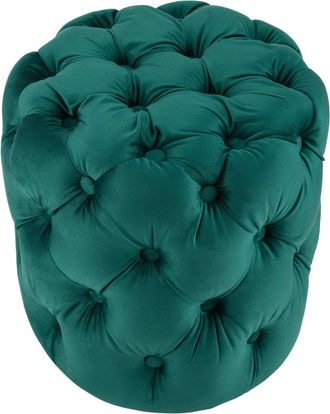 Clp Sitzhocker Samt rund, Drancy, gepolstert mit Zierknöpfen, Chesterfield-Optik, Polsterhocker für Wohnzimmer & Schlafzimmer, Farbe:dunkelgrün, Größe:M