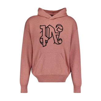 Palm Angels Monogramm Strick Hoodie - - Sweatshirts & Hoodies - Damen - Rosa - L