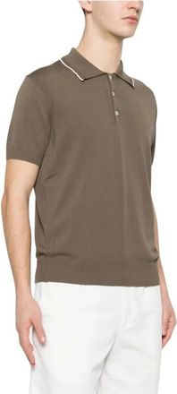 Canali Homme, Tops, Brun, Taille: M Polo avec Bordure Contrast&eacute;e