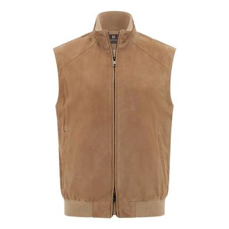 Boggi Milano Homme, Vestes, Brun, Taille: M Gilet en Cuir Su&eacute;d&eacute; Authentique