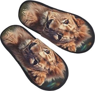 Generic Chaussons Femme Homme Art Lion Chaussons Doublées En Peluche Confort Pantoufles DExtérieur, Pour Fête, Mariage, Hommes, L