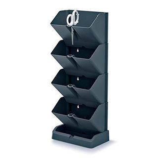 Prosperplast Macetero Vertical Prosperplast Mini Cascade de plastico en Color Antracita 19,5 (Largo) x 11,4 (ancho) x 47,5 (Alto) cm Con tijeras de Jardin