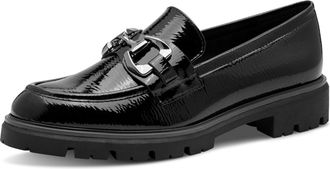 Marco Tozzi Damen Loafer ohne Absatz Vegan mit Schnalle, Schwarz (Black Patent), 40 EU