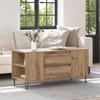 vidaXL Table basse avec tiroir Ch&ecirc;ne artisanal 102 x 44,5 x 50 cm vidaXL